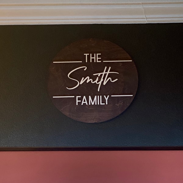Personalized Round Family Wall Sign, Personalized 3D Wood Sign ...