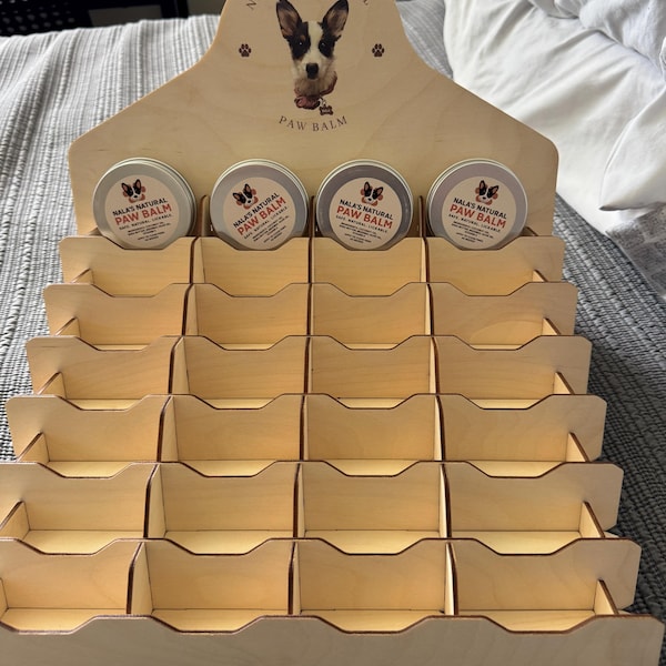2 Oz Tin Display - Customizable Wooden Lip Balm Stand, Salve Display ...