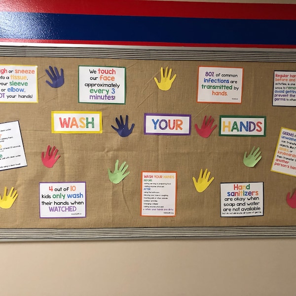 Wash Your Hands Bulletin Board Kit - Etsy