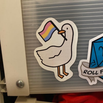 White Cute Goose With Pride Flag Matte Waterproof Sticker LGBTQ ...