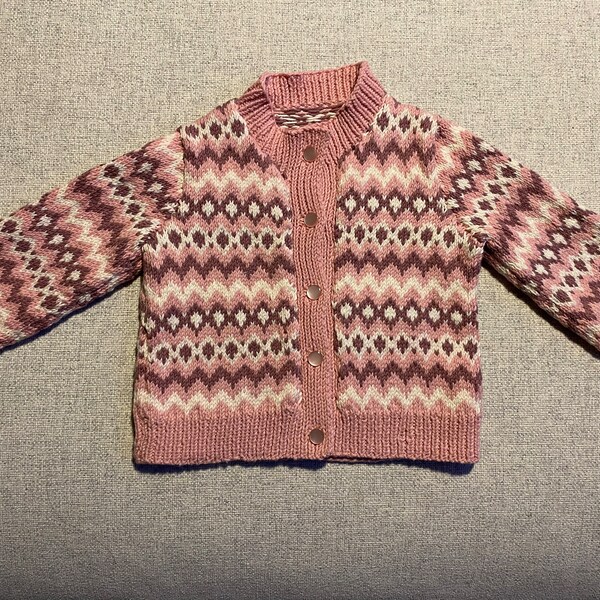 Baby Knitting Pattern Baby Cardigan Fair Isle Cardigan Button Through ...
