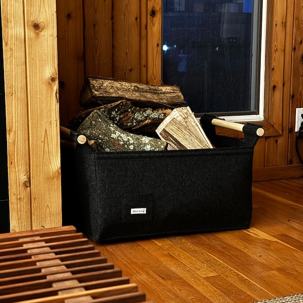 Large and Sturdy Log Basket With Wooden Handles XL Storage Basket for ...