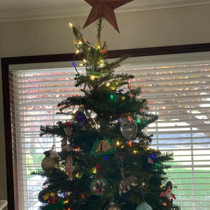 Red Star Christmas Tree Topper Decoration Red Metal Star 12 Reclaimed ...