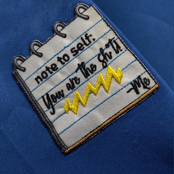 New SIZE, "note to Self" DIY Notepad, Cool Novelty Patch, Embroidered ...