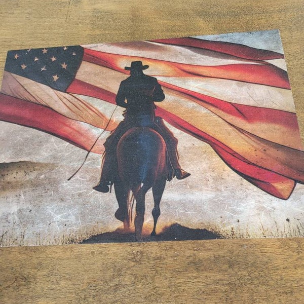 A4 Cowboy Flag Decoupage Rice Paper, Patriotic American Flag DC146 - Etsy
