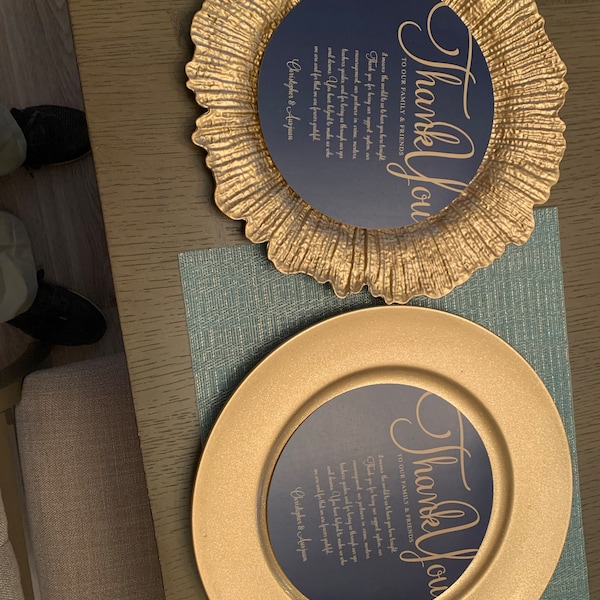 Custom Navy & Gold Thank You Plate Insert – Script Design - Etsy