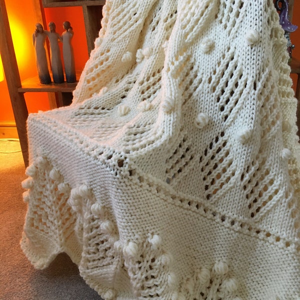 PDF Knitting Pattern.hand Knitted Chunky Afghan,bed Throw,bedaspread ...