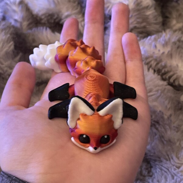 Arctic Flexi Fox, Articulated 3D White Glitter Fox, Fidget Toy, Desk ...