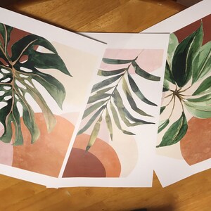 Boho Greenery Wall Art Set Printable Download Mid Century - Etsy