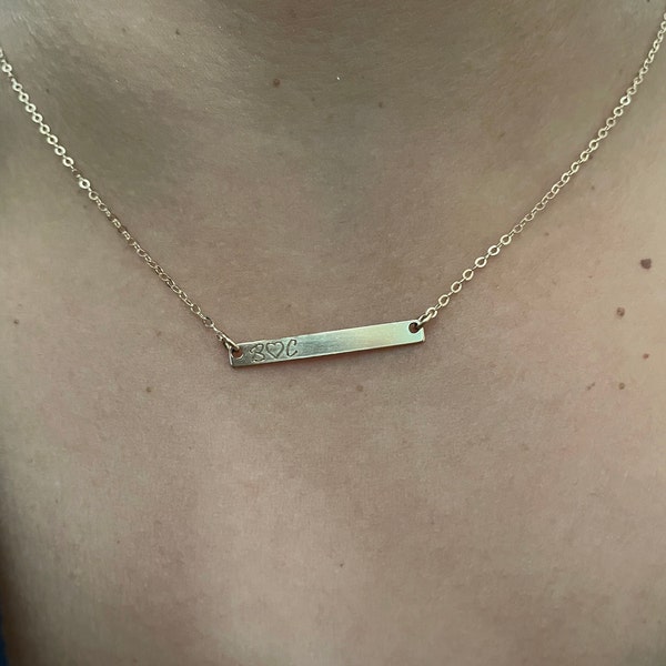 Skinny MINI Bar Necklace, Personalized Gold Bar, Customized Gold Bar ...