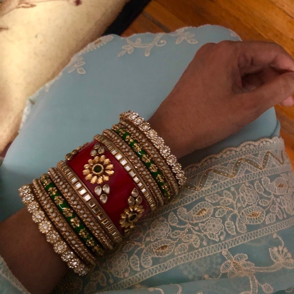 Traditional Punjabi Style Hanging Pearls Bridal Chuda Set, Indian ...