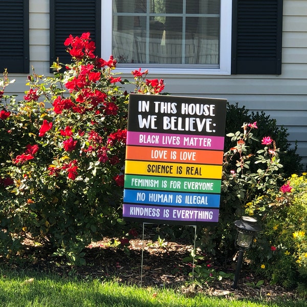 In This House We Believe... Yard Sign Double Sided 18x24 - Etsy