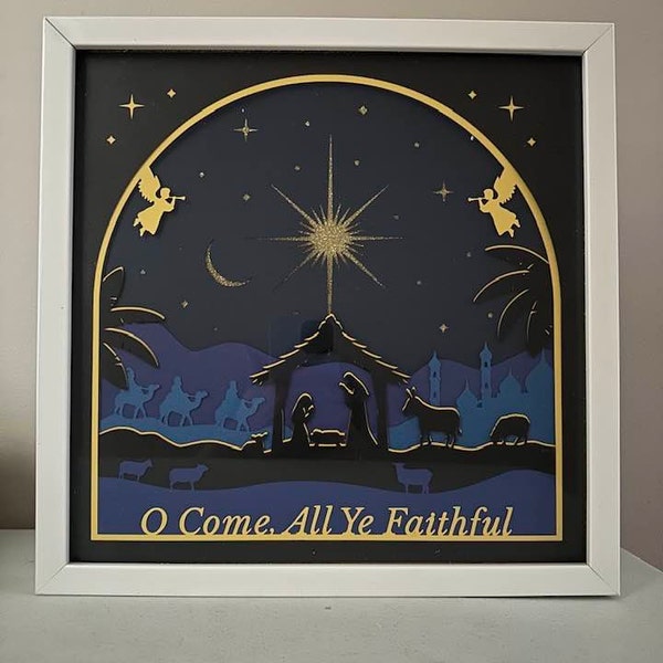 3D Nativity Scene Shadow Box, Christmas Shadow Box SVG, Christmas ...