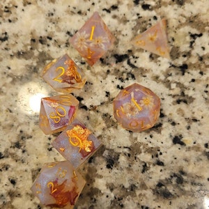 Pine Cone and Feather Wisps Dnd Dice Set, Polyhedral Dice, D&D Dice ...