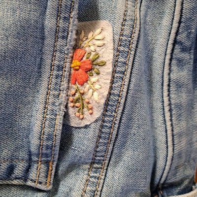 Flower Pair Hand Embroidery Pattern, Stick and Stitch Transfer Patch ...