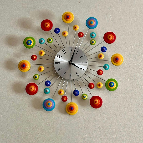 Mid Century Modern Starburst Wall Clock: 17in X 17in With Drops - Etsy