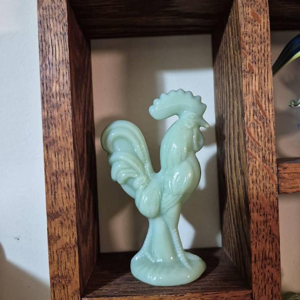 Jadeite Green Depression Style Glass Rooster Figurine - Vintage Style ...