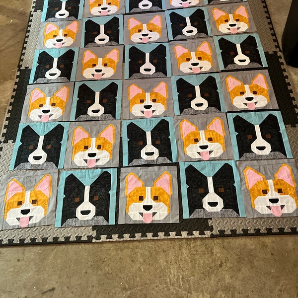 Border Collie Dog Puppy Quilt Block PDF Pattern - Instructions for 6 ...