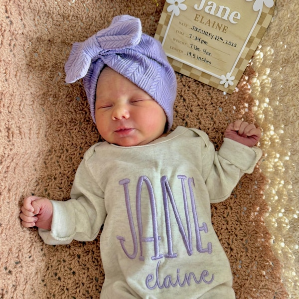 Embroidered Personalized Purple Romper, Baby Girl Coming Home Outfit ...