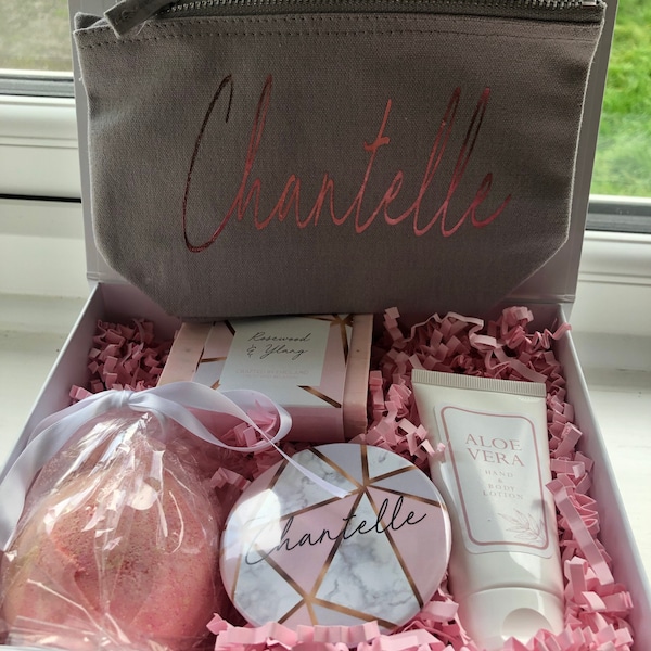 Personalised Happy Birthday Gift Box Filled, Rose Gold Best Friend Gift ...