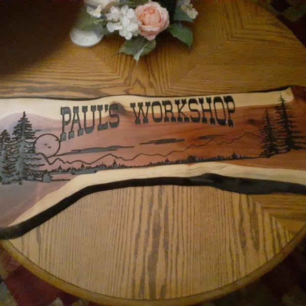 Elk, Trees, Nature , Custom Live Edge Bark Red Cedar Wood, Hardwood ...