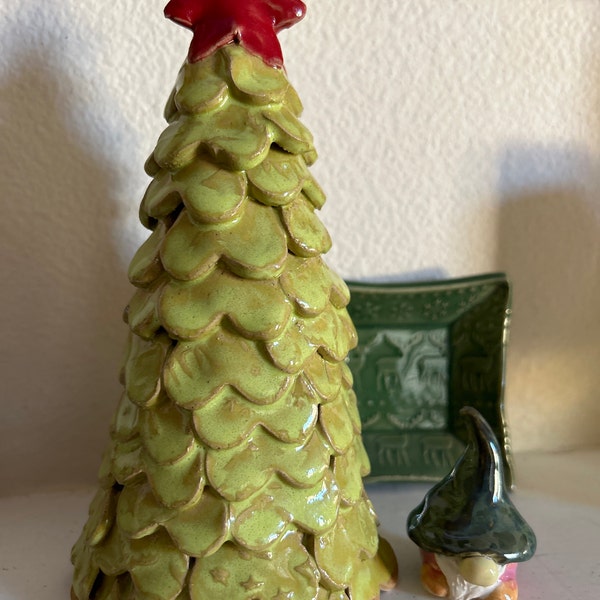 Ceramic Christmas Tree, Green or White, Pottery Tree, Holiday Decor ...