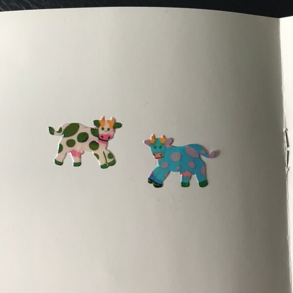 Rare Vintage Sandylion Cow Stickers 80's - Pearl Opal Pearly Spotted ...