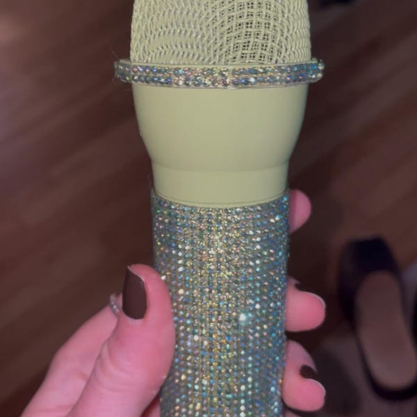Iridescent Rhinestone Prop Microphones - Concert AB Holo Sparkle Fake ...