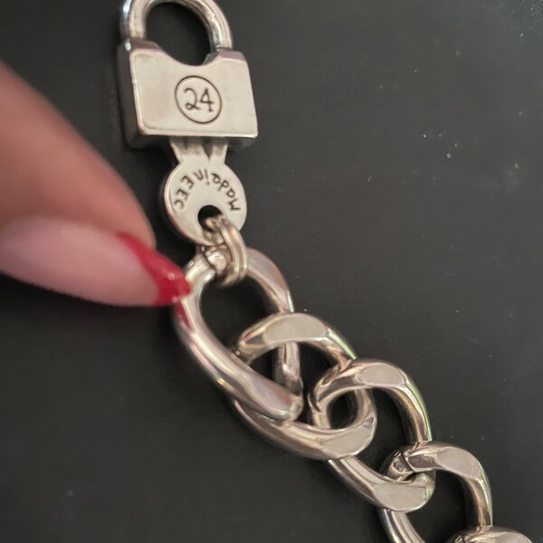 Oversized Thick Chain Womens Padlock Bracelet• Chunky Key-lock Cuban ...