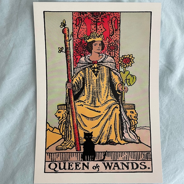Queen of Wands- Tarot Card Print - the Queen of Wands Card Poster, No ...
