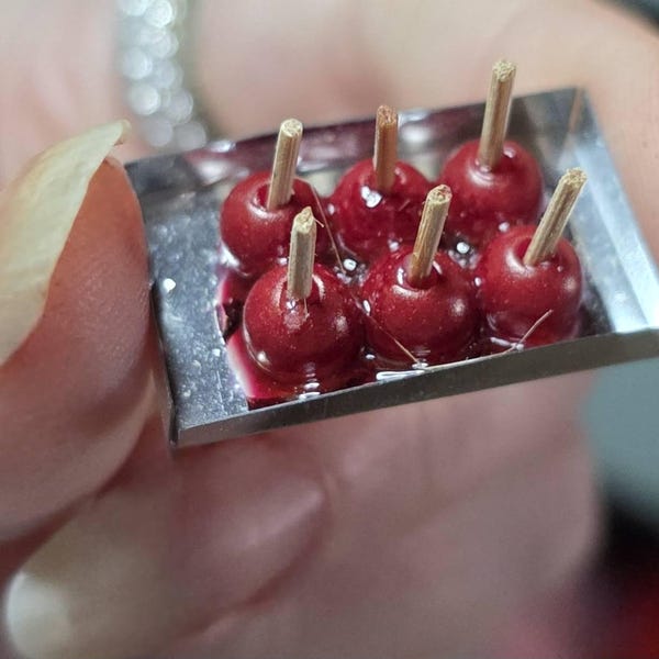 Miniature Candy Apples on Tray, Dollhouse Kitchen Miniatures, Fairy ...