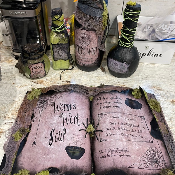 Spooky Potion Bottles, Halloween Home Decor, Halloween Decor, Creepy ...
