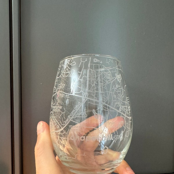 Baltimore Map Stemmed Wine Glass Engraved Wine Glasses 16oz Etched Wine ...