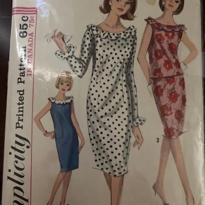 Simplicity 7459 1960's A-line Sheath Dress Pattern Princess Seam Dress ...