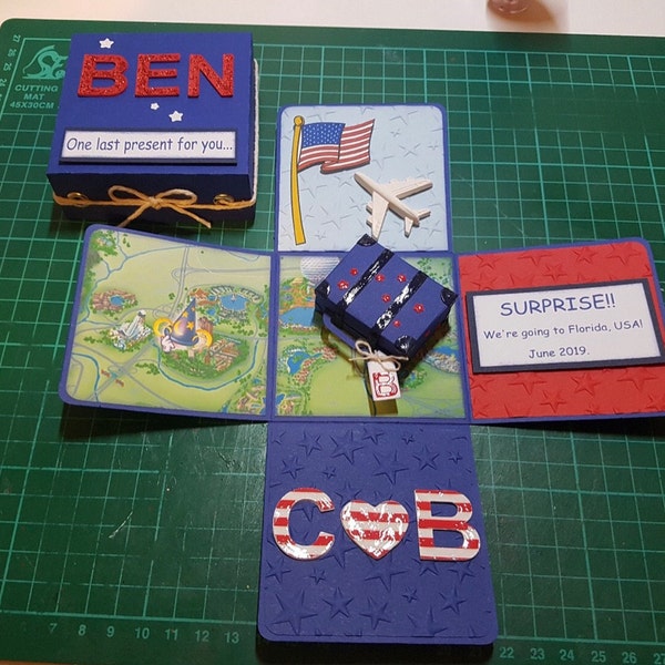 Male Birthday Cake Exploding Box Card Male Exploding Box Card Gray ...