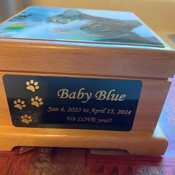 Memorial Pet Urn, Wooden Cat Cremation Urn With Custom Engraving - Etsy