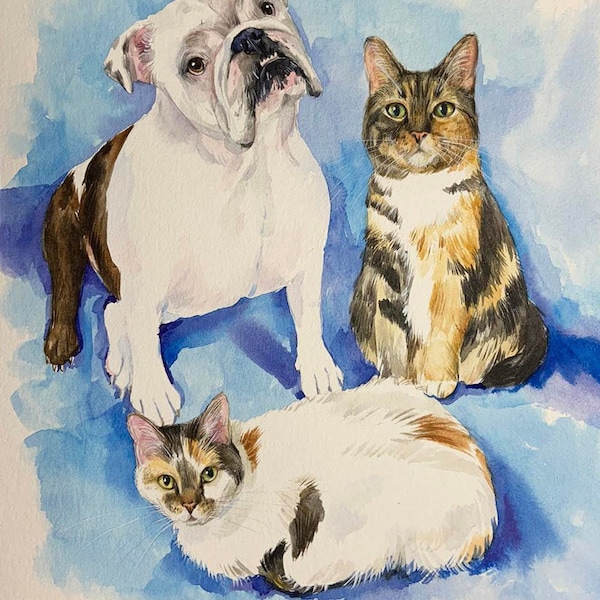 Multiple Pet Portraits, Custom Dog Portraits, Custom Pet Portraits ...