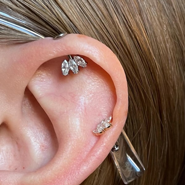 Dainty F136 Titanium 16G Lena Screw Flat Back Vertical Helix Piercing ...