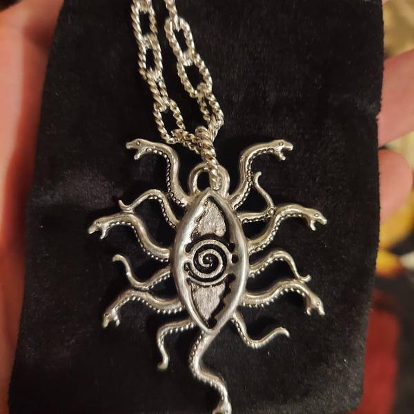 Black Ouroboros Shadow Hendecagram Dragon Necklace , World Serpent Dark ...