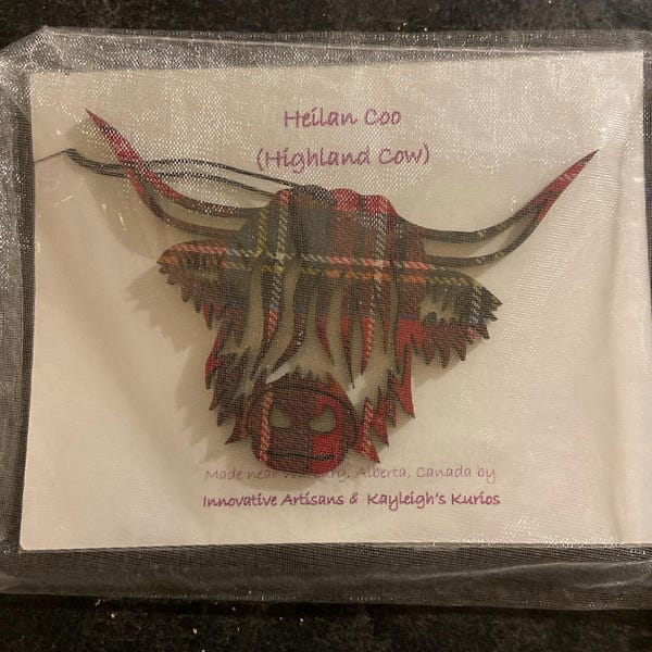 Heilan Coo Aka Highland Cow, Ornament, Double Sided, Red Royal Stewart ...