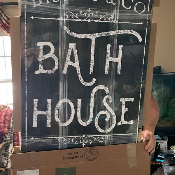 PERSONALIZED Custom Bath House Sign Bathroom Art Family Name and Co ...