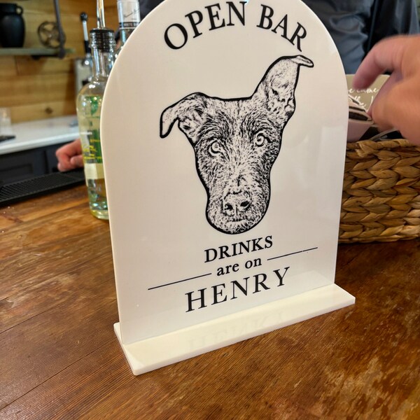 Minimalist Open Bar Sign, Drinks Are on Me, Drinks Are on Us, Dog of ...