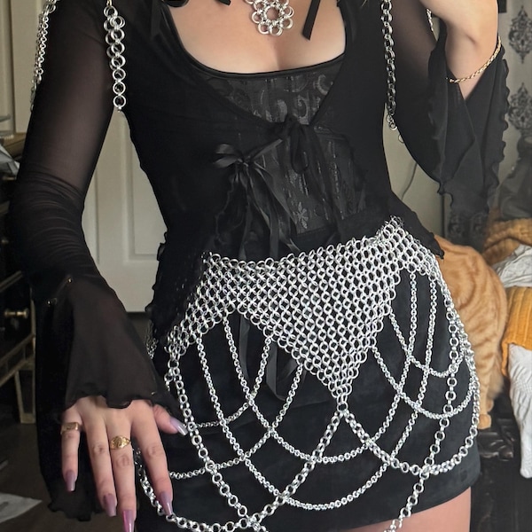 Chainmail Skirt, Chainmaille Shoulder Jewelry, Rave Outfit, Medieval ...
