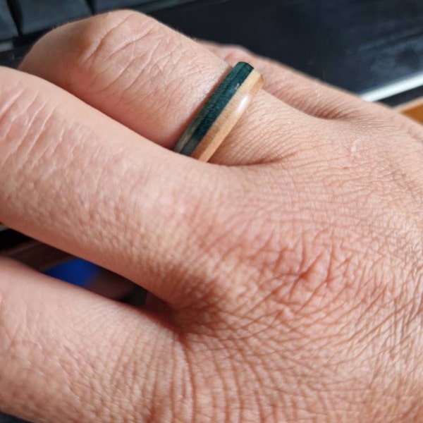 Recycled Skateboards Wooden Ring, Wedding Ring Waterproof, Ocean Lover ...