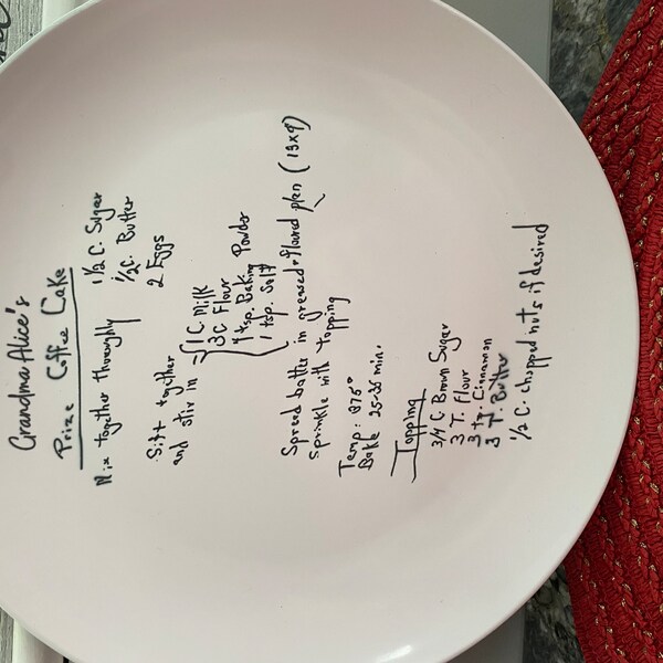 Personalized Recipe Plate // Handwritten Recipe // Comes With Stand ...