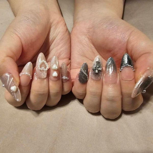 Freestyle 3D Gel Nails: Trendy Press on Nails With Pearl Designs | Gel ...