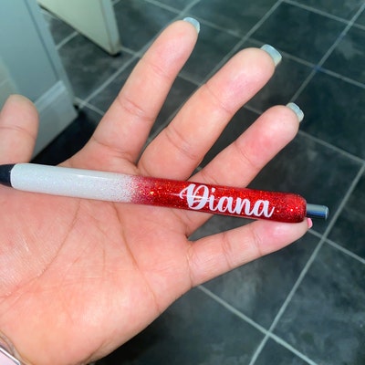 Personalized Epoxy Glitter Black Ink Pen: Refillable - Etsy