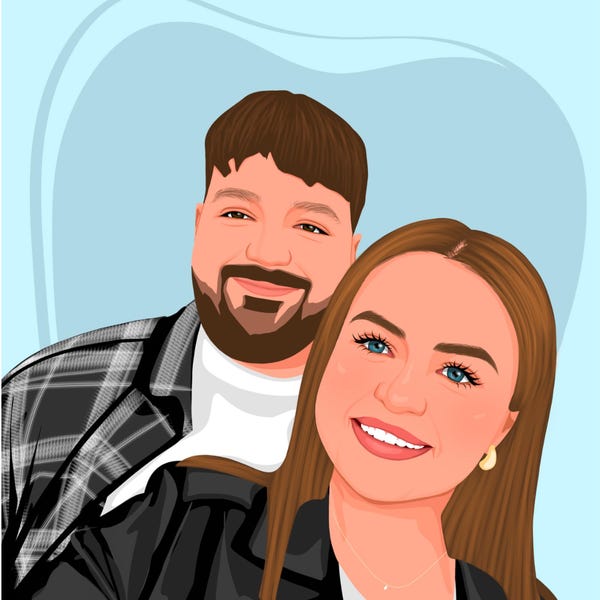 Couple Portrait, Gift for Couple, Faceless Portrait, Engagement Drawing ...