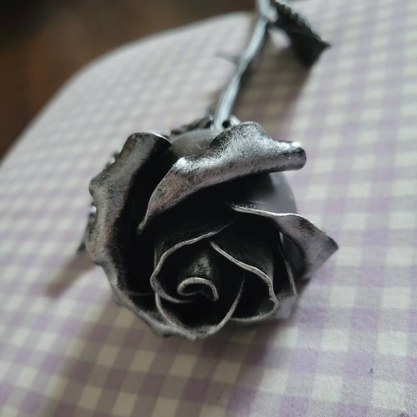 Hand Forged Iron Rose Sculpture - Gift of Everlasting Love - Wrought ...