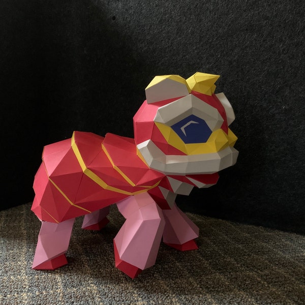 Red Dance Lion,papercraft , DIY , Low Poly , PDF Papercraft , Dance ...
